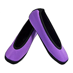 NuFoot Ballet Flats Women's Shoes, Best Foldable & Flexible Flats, Slipper Socks, Travel Slippers & Exercise Shoes, Dance Shoes, Yoga Socks, House Shoes, Indoor Slippers, Purple, Large