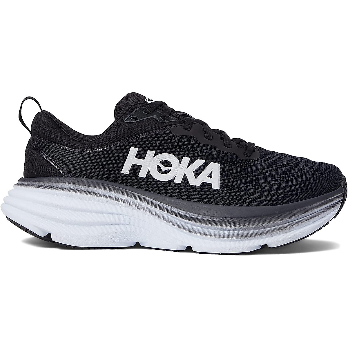 HOKA ONE ONE | Women's, Bondi 8 Road Running Sneakers (Black & White - 7)