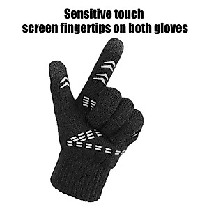 OZERO Winter Gloves Men Women Thermal Knit Touchscreen Running Texting Black
