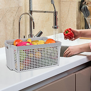 Neadas 6 Packs Large Plastic Storage Stacking Baskets, Large Stackable Cupboard Baskets, Grey