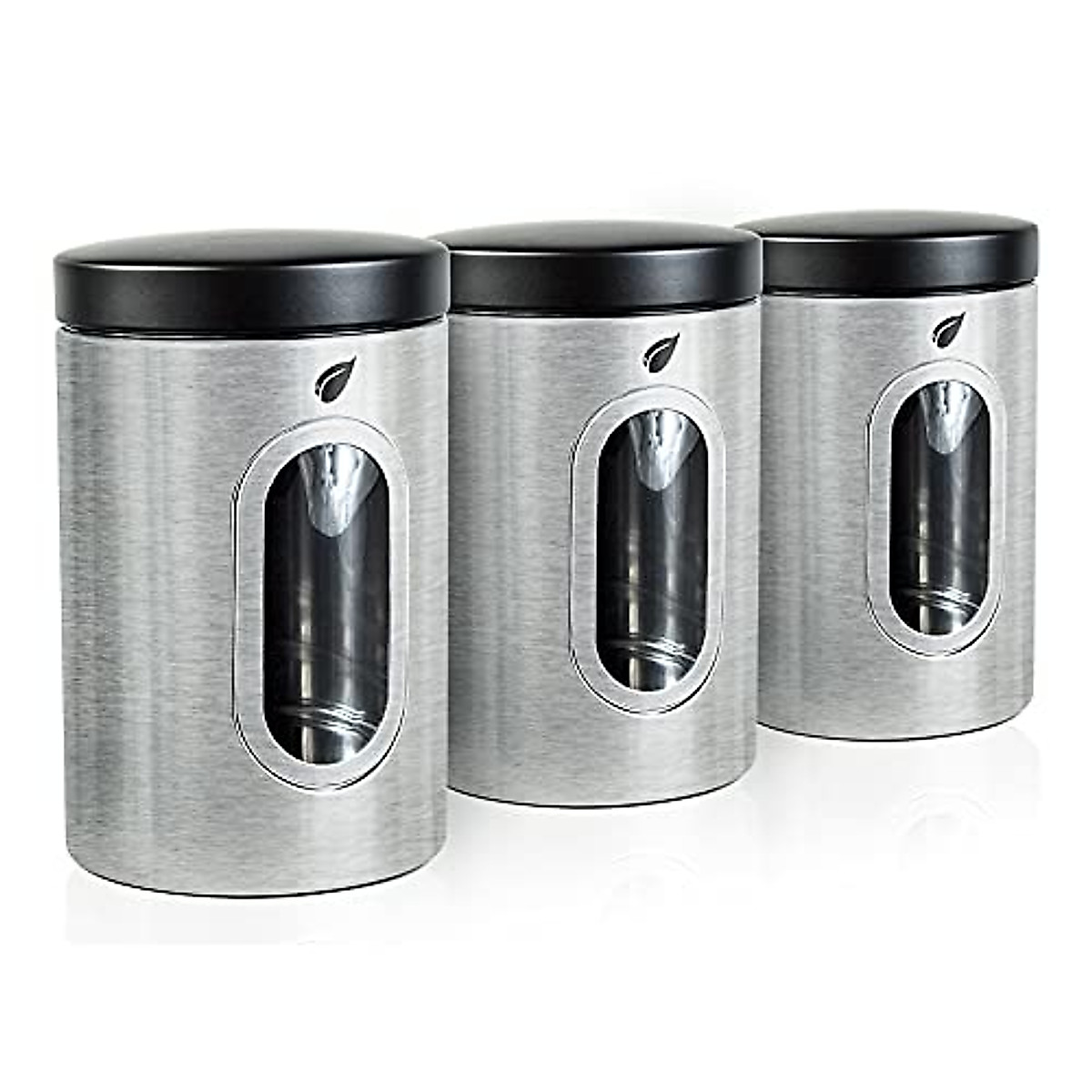 Self-Care Stainless Kitchen Canisters - Modern Kitchen Decoration of Canister Set with Multiple Preservation Purposes by Tight Sealed Lids, Good for Wedding Gifts Kitchen Canisters Set of 3(SC-001)