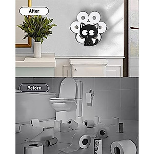 Cute Cat Toilet Paper Holder, Cute Farmhouse Wall-Mount Toilet Paper Rack for 8 Rolls, Metal Wall Art Bathroom Decorative