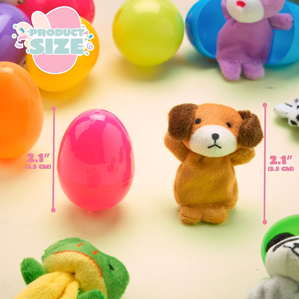 JOYIN 12pcs Prefilled Easter Eggs with Toys, Plastic Eggs with Finger Puppets, Basket Stuffers for Toddlers & Babies, Easter Theme Party Favors