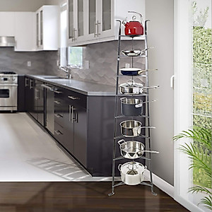 Enclume 8-Tier Cookware Stand, Free Standing Pot Rack, Hammered Steel ( Unassembled)