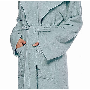 Arus Women's Princess Robe Ankle Long Hooded Lightweight Turkish Cotton Bathrobe Seafoam X-Large