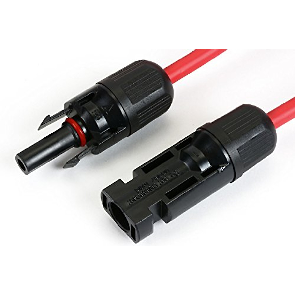 Temco 1 Pair 5 ft Solar Panel Extension Black + Red Connector Male Female 10 AWG Gauge PV Cable Wire