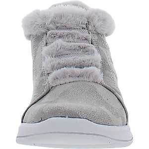 BZees Womens Golden Faux Suede Slip On Fashion Sneakers Gray 6 Medium (B,M)