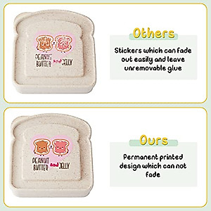 Tessco 4 Pcs Kids Sandwich Container 20 oz Food Storage Containers Toast Shape Sandwich Box Reusable Lunch Containers for Kids Home Outdoor Picnic Kitchen, 4 Styles