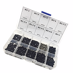 TEHAUX 500pcs Set Lap Desk Head Bolt Self Tapping Screws Metal Screws Computer Screws Head Cap Screw Cross Head Screw 6mm Machine Screws Small Black Screws Laptop Screw Group