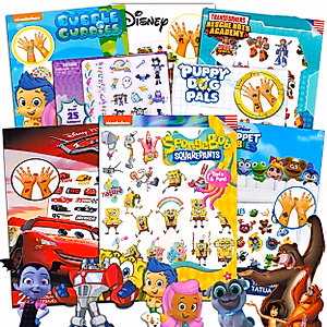 Kids Temporary Tattoos for Girls Boys Bulk Assortment ~ Bundle Includes 200 Kids Temporary Tattoos Featuring Spongebob, Rescue Bots, Cars, and More (Kids Party Favors Party Supplies)