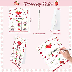 Hombae Strawberry 1st Birthday Party Decorations, Berry Sweet One Berry First Birthday Party Decorations Backdrop Balloon Garland Glitter High Chair Banner Boxes Crown Poster Pink White Red