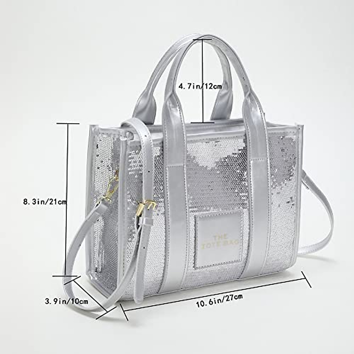 JQWSVE The Tote Bag for Women - Sequins Leather Tote Purse Designer Handbag Luxury Shoulder Crossbody Bag for Office Travel