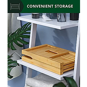 Foldable Bathtub Tray Caddy Bamboo Bathtub Tray Expandable, Bath Tub Table Caddy with Extending Sides - Free Soap Dish