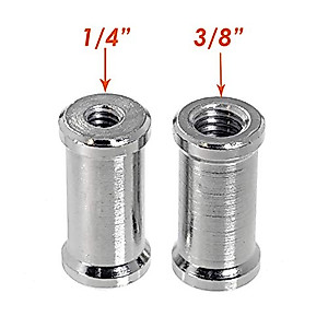 (2 Packs) 32mm 1/4" to 3/8" inch Female to Female Convertor Threaded Screw Adapter Spigot for Studio Light Stand, Hotshoe/Coldshoe Adapter Ball Head Flash Trigger Receiver