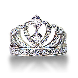 Tenfit 925 Silver Princess Crown Ring with CZ Inlaid Fashion Jewelry Engagement Wedding Ring for Women,Size 5