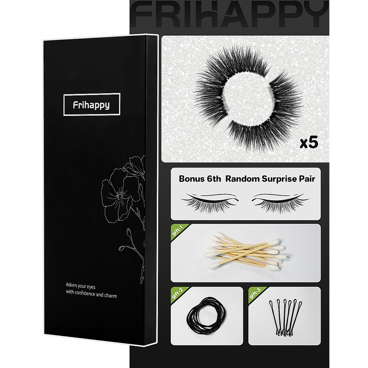 Eyelashes Lashes False Eyelashes Natural Eyelashes Wispy Lashes Mink Lashes False Eyelashes Natural 6 Pairs Frihappy DW6-Sexy