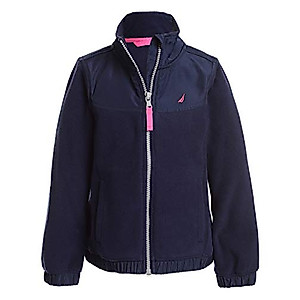Nautica Girls' Little Full-Zip Fleece Jacket, Signature Logo Design, Ligthweight & Wind Resistant, Navy, 6