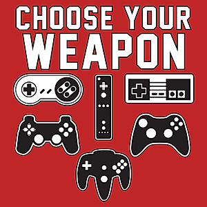 Choose Your Weapon - Gaming Console Gamer Retro Handheld - Adult Cotton T-Shirt - 2X-Large - Red