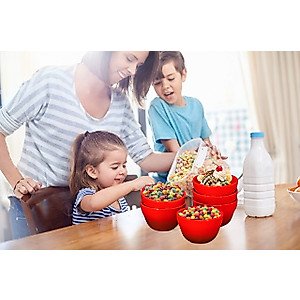 Bruntmor 8 oz Porcelain Bowls Set of 6 - for Ice Cream, Dessert, Soup, Small Side Dishes, Salad, Cereal, Rice - Microwave, Dishwasher and Oven Safe - Red Color