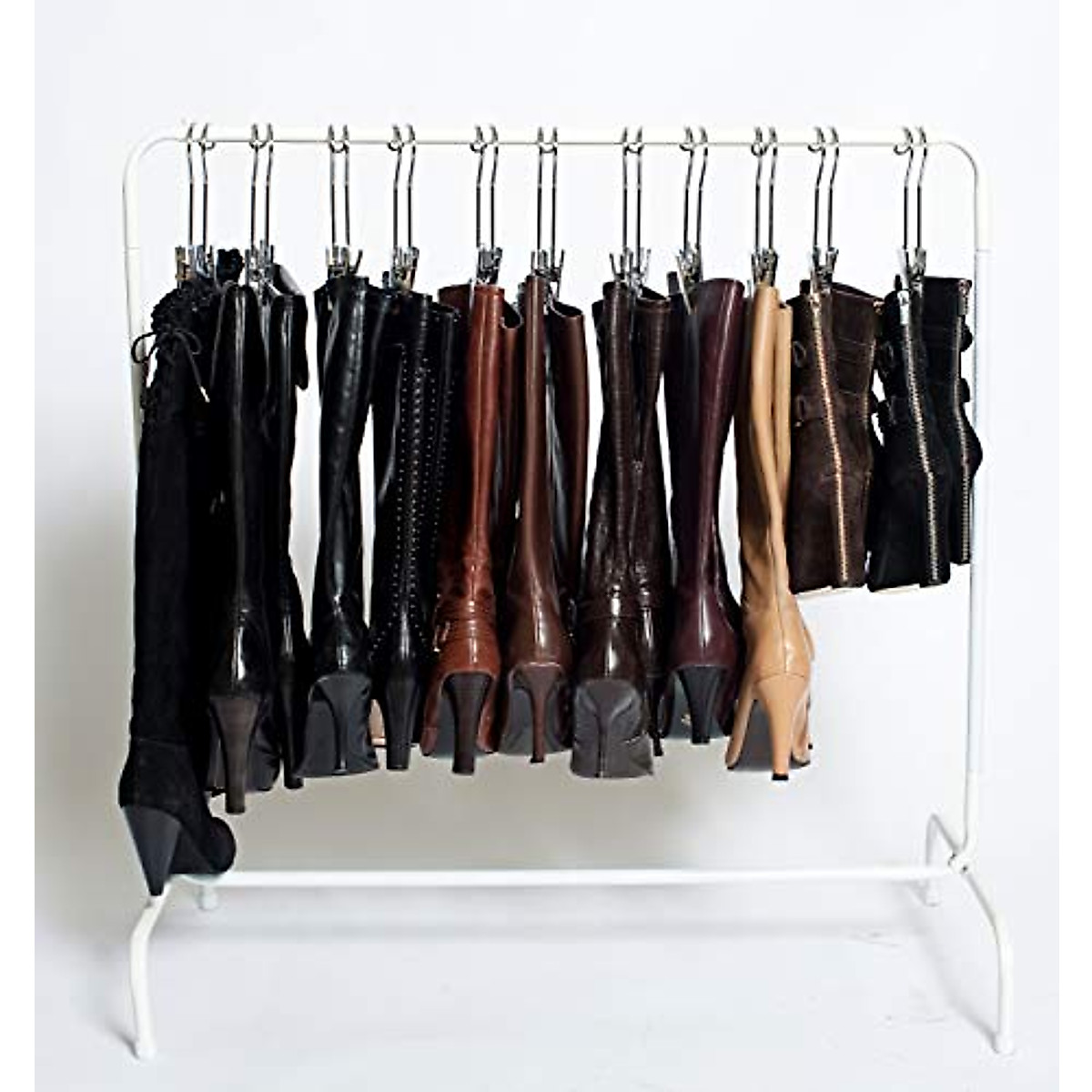 Boottique Boot Organizer: The Boot Rack - Fits in Most Closets- Hangs, Holds, Shapes, & Protects every size and style of Boots (The Boot Rack with 6 Original Silver Hangers)