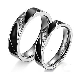 Global Jewelry Amazing Titanium Stainless Steel We Love Each Other Wedding Band Set Anniversary/Engagement/Promise/Couple Ring Best Gift! (His, 9)