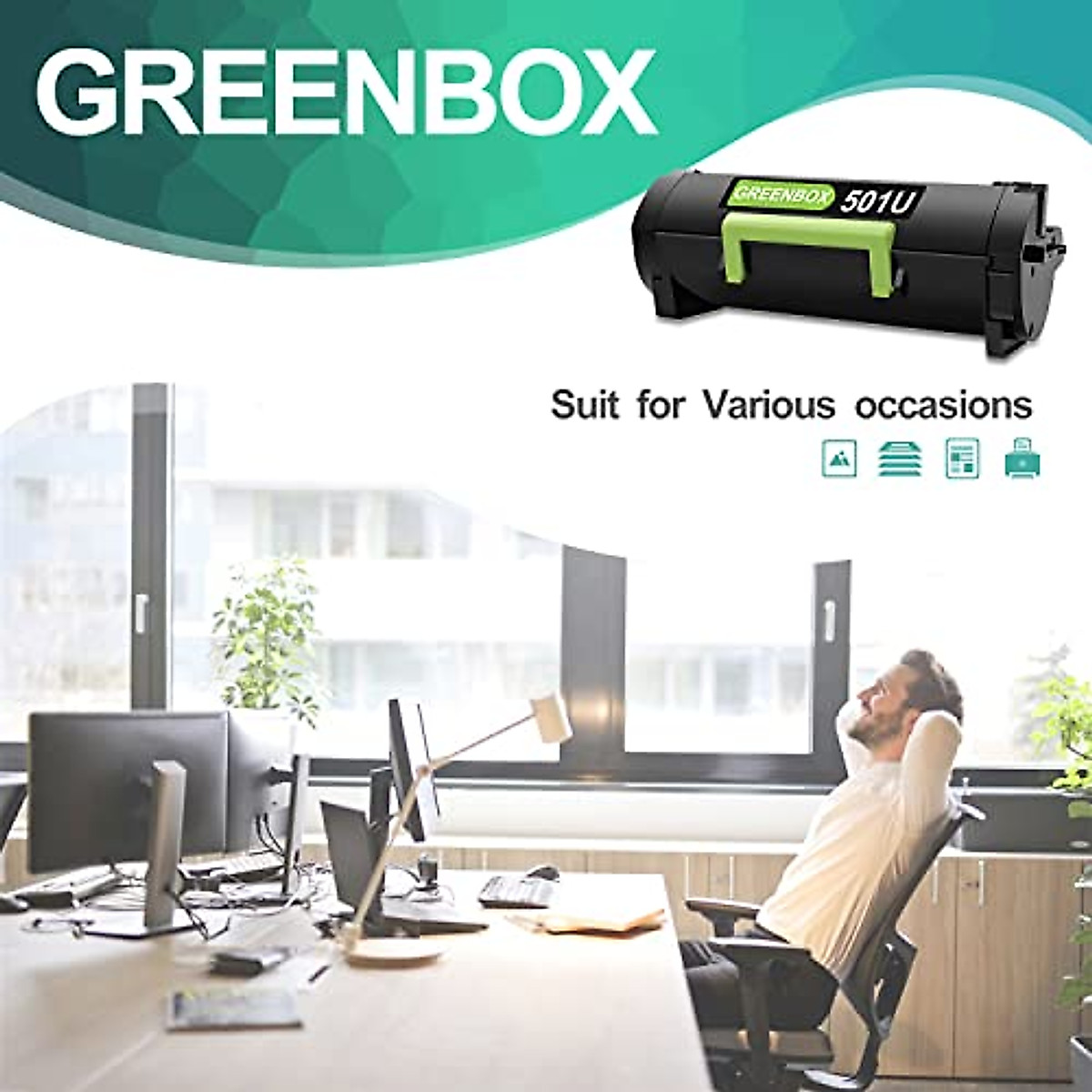 GREENBOX Remanufactured 501U High-Yield Toner Cartridge Replacement for Lexmark 50F1U00 501U for MS610dn MS610 MS510 MS510dn MS610de MS610dtn MS610dte Printer (20,000 Pages, Black, 1-Pack)