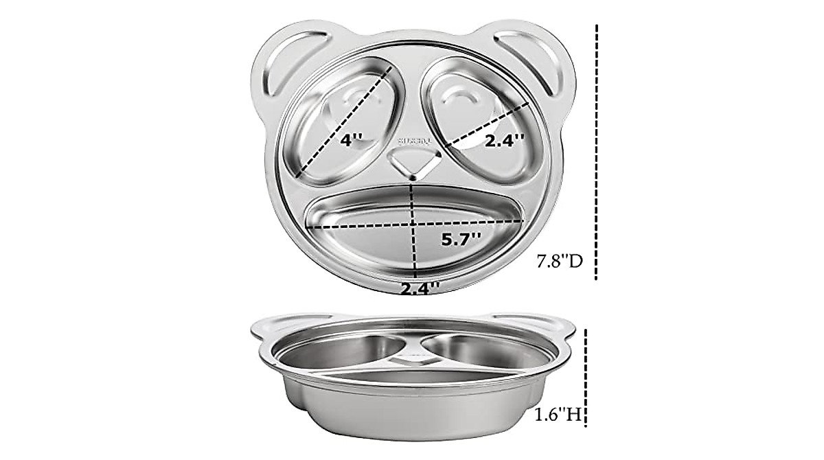 Stainless Steel Panda Divided Plates Set | Lyellfe