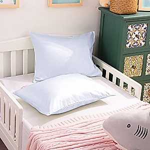 NTBAY 2 Pack 500 Thread Count 100% Egyptian Cotton 13x18 Toddler Pillowcases, Super Soft and Breathable Envelope Closure Travel Kids Nursery Pillow Cases, 13x18 Inches, White