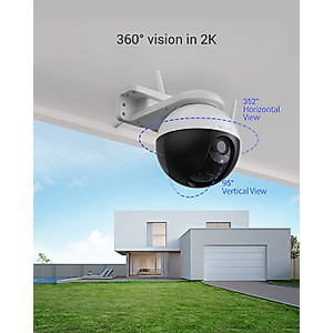 EZVIZ Outdoor Auto-Tracking Camera, 2K, 12 Pre-Set dots Tracking,360° Visual Coverage, Waterproof, Color Night Vision, AI-Powered Person and Vehicle Detection,Two-Way Talk| C8W Pro 2K (6mm)