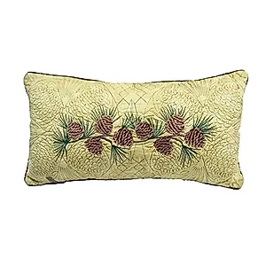 Donna Sharp Throw Pillow - Cabin Raising Pine Cone Lodge Decorative Throw Pillow with Pine Cone Pattern - Rectangular