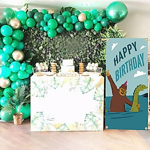 Bigfoot Loch Ness Monster Theme Happy Birthday Party, Baby Shower Party, or Monster Theme Party Photo Booth Props Photography Backdrop Banner Decoration 35.43x72.83in-BECKTEN
