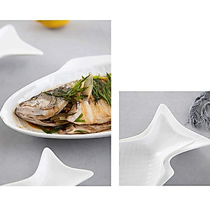 DOITOOL 1Pc Fish Shaped Plate Fish Platter Ceramic Unique Decorative Serving Snack Storage Platter for Party Wedding Restaurants Home (11 Inches, White)