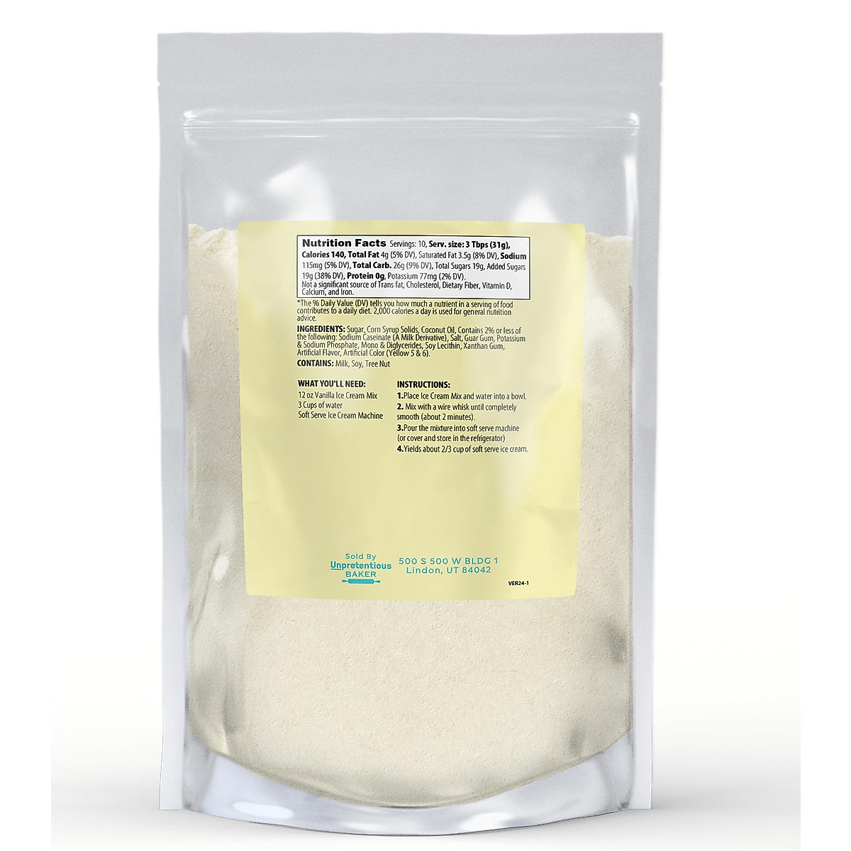 Unpretentious Vanilla Soft Serve Ice Cream Mix, 12 oz, Rich & Creamy, Homemade Ice Cream, Single Serving