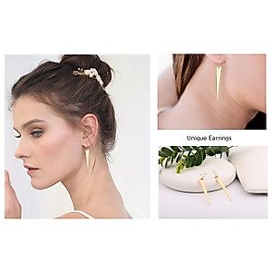 18K Gold Long Triangle Drop Dangle Earrings for Women Geometric Minimalist Hypoallergenic Earrings Fashion Edgy Gold Dangle Earrings for Women