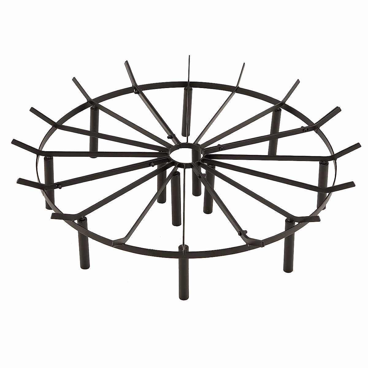 32in Fire Grate Log Grate, Round Spider Wagon Wheel Firewood Grates, Heavy Duty Fire Pit Grate for Outdoor Campfire, Hearth Wood Stove and Outdoor Camping Fire Pit Black