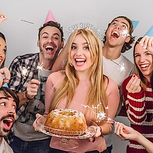 Gold Rhinestone Birthday Headband, Tiara Hat with Crowns for Women Girls, Party Decorations Accessories (Silver)