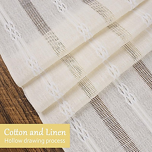 AUAUY Table Runner with Handmade Tassels, Boho Style Beige Weave Stripes Polyester Fabric Table Runner, Macrame Table Decoration for Holiday Party Dining Wedding and Everyday Use(13*70.87in)