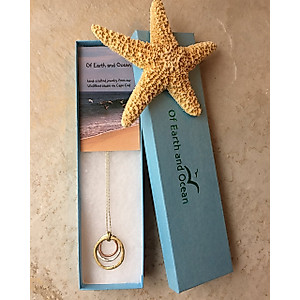 Of Earth and Ocean HANDMADE Sunrise Pendant Necklace, Triple Circles in Tri-Tone Copper, Brass, and Silver