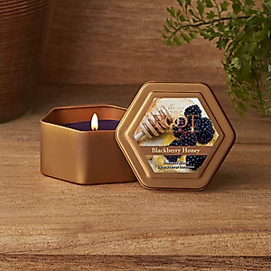 Root Candle s Legacy Honeycomb Traveler Beeswax Blend Premium Handcrafted Scented Candle, 4-Ounce, BlackBerry Honey