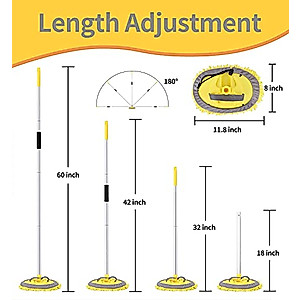 KeFanta 60" Brush with Long Handle Wash Mop Washing Mitt Sponge Squeegee Microfiber Towels Accessories Kit for floor Boat cleaning