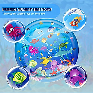 Faburo 40''X40'' Tummy Time Water Mat, XL Water Mat for Babies Inflatable Activity Center, Baby Water Mat for 3 6 9 12 Months Infants Baby Toys for Toddlers, Promote Baby's Growth