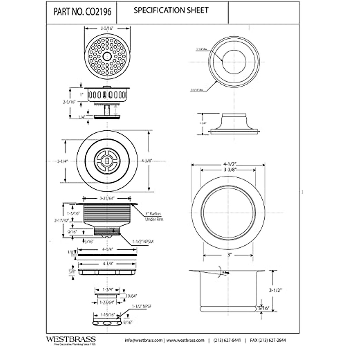Westbrass CO2196-12 Combo Pack 3-1/2" Post Style Large Basket Strainer and Extra-Deep Collar Kitchen Sink Waste Disposal Flange with Stopper, Oil Rubbed Bronze