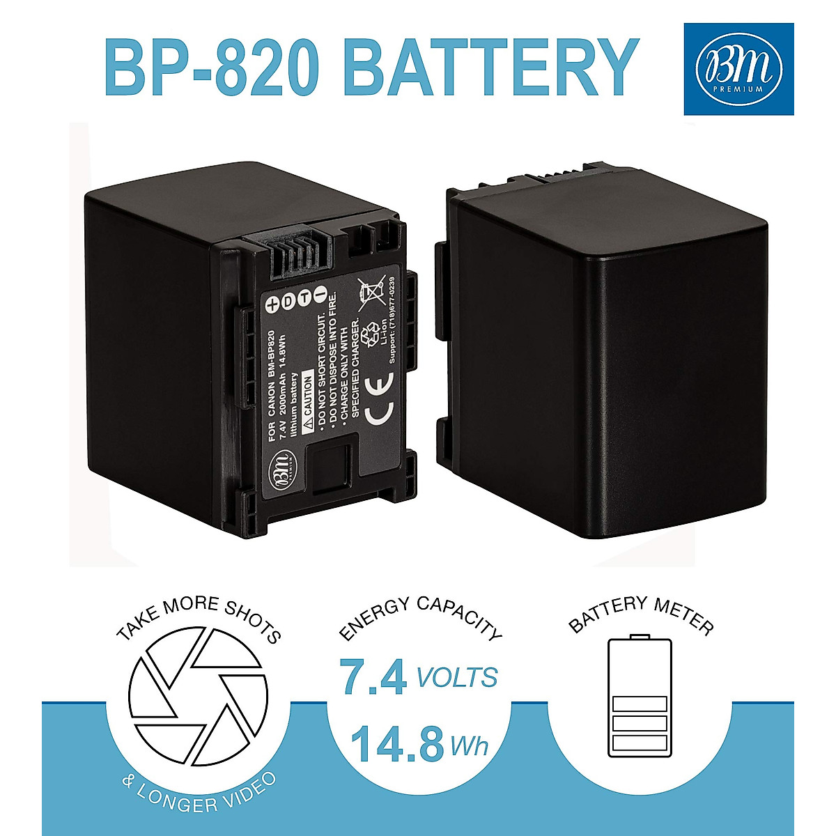BM 2 BP-820 Batteries and Dual Battery Charger for Canon VIXIA HF G50, HF G60, HF G70, XA40, XA45, XA50, XA55, HFG30, HFG40, HFM301, HFM41, HFM400, XA10, XA11, XA15, XA20, XA25, XA60, XA65, XA70, XA75