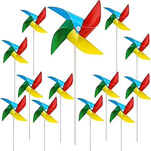 KIMOBER 100PCS Colourful Pinwheels,Mixed Colors Plastic Wind Spinners Toy for Kids,4 Vane Windmill for Home Garden Lawn Indoor Outside Decoration