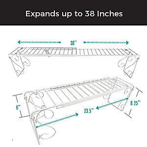 Trenton Gifts Kitchen Storage Sink Shelf Organizer, Expandable Wire Rack, White