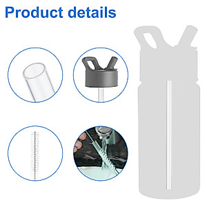 6pcs Straw Replacement for Simple Modern Kids, Water Bottle Sucker Accessories for Simple Modern Kids Water Bottle Stainless Steel Reusable Tumbler for Toddlers 14oz, with 1 Brush