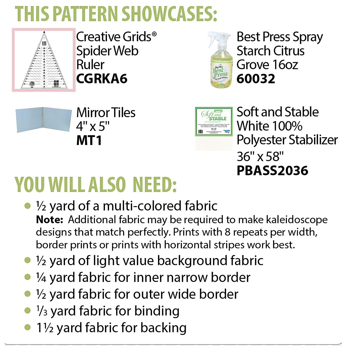 Bundle of Creative Grids Spider Web Quilt Ruler (CGRKA6) and Vertigo Table Runner Quilt Pattern by Cut Loose Press