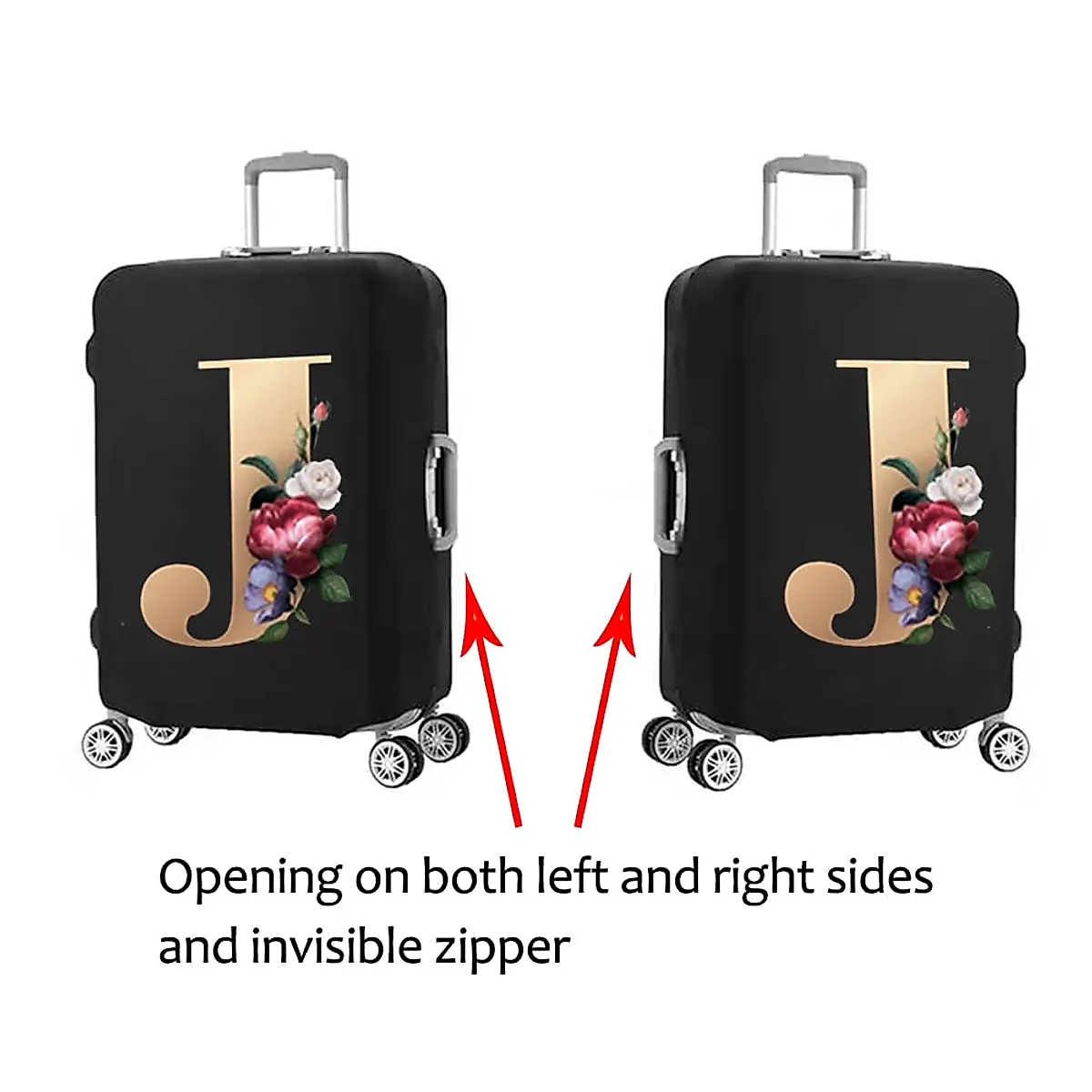 WUJIAONIAO Stretch Printed Suitcase Cover Washable Luggage Protector Fits 18-32 Inch Luggage Letter pattern (S (for 18-20 inch luggage), Letter J)