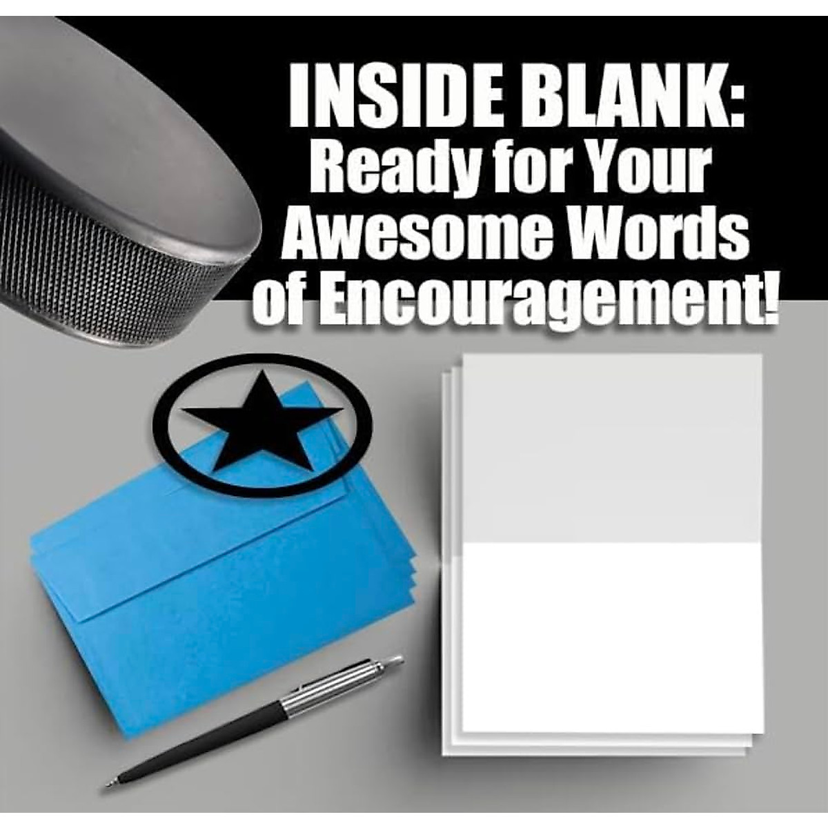 Play Strong Hockey Thank You Note Cards 12-Pack (4.25"x5.5") Illustrated Sports Powercard Note Card Set 12-Pack Perfect for Hockey Players, Coaches, Fans and Fanatics - They'll Love 'Em!