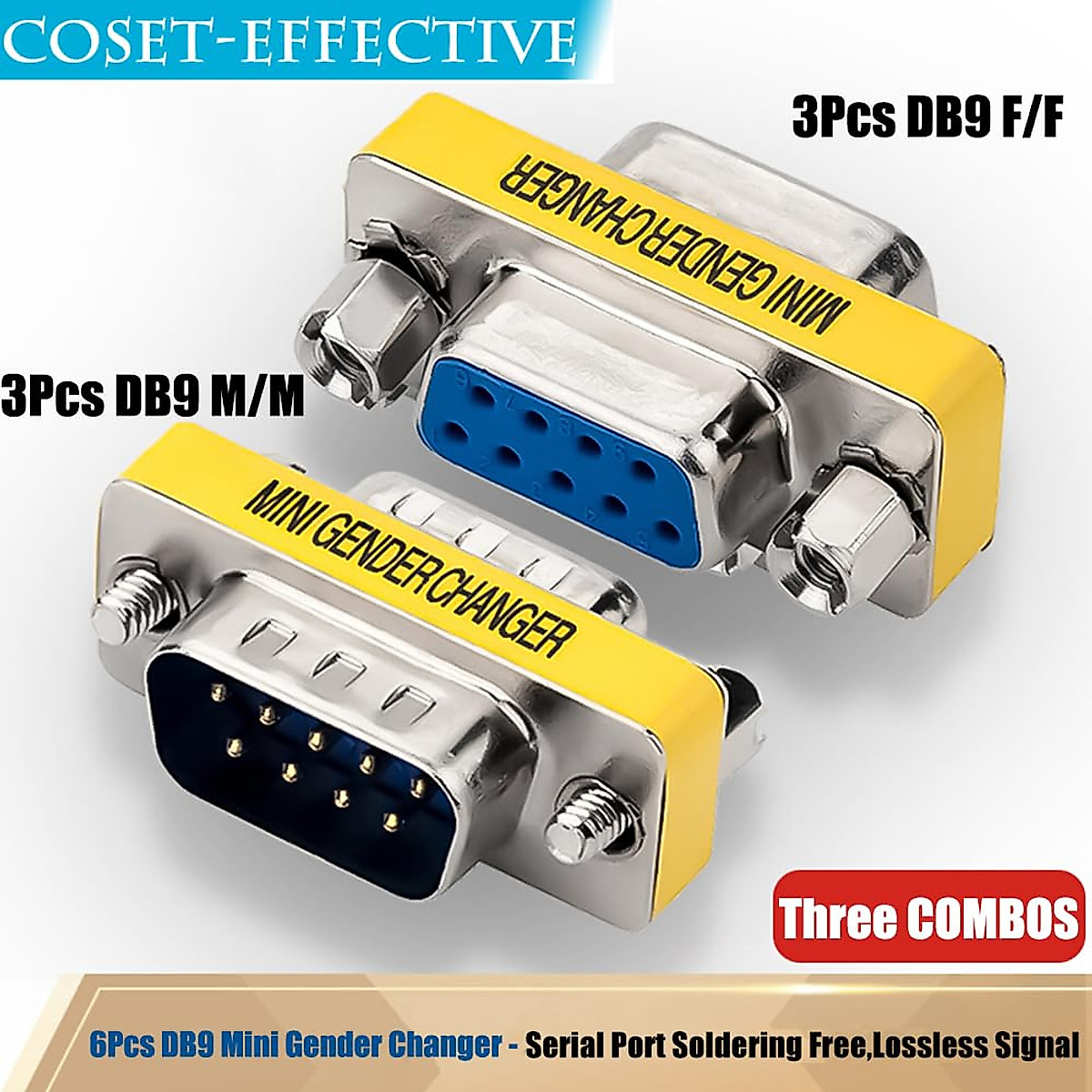 Warmstor 6-Pack 9Pin RS232 Serial Cable DB9 Male to Male/Female to Female Mini Gender Changer Adapter Coupler Connector